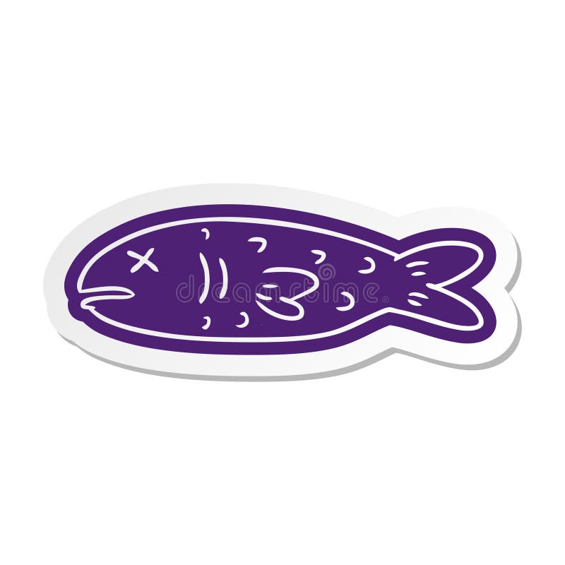 Cartoon Sticker of a Dead Fish Stock Vector - Illustration of artwork ...