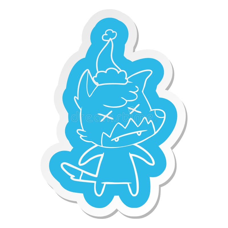 Cartoon Sticker of a Dead Fox Wearing Santa Hat Stock Vector ...