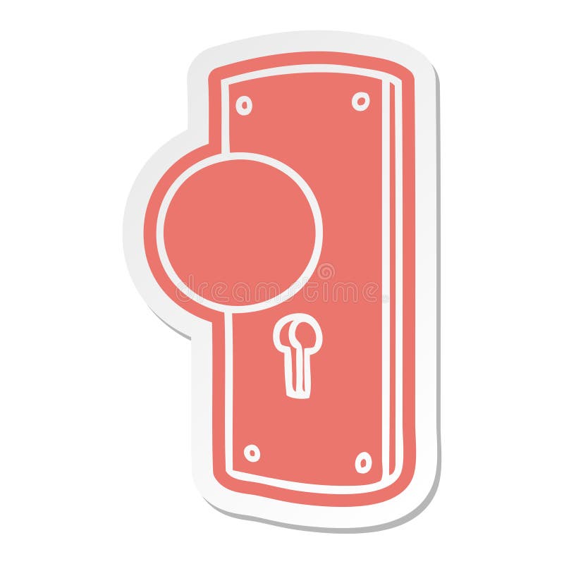 Cartoon Sticker Of A Door Handle Stock Vector - Illustration of drawn ...