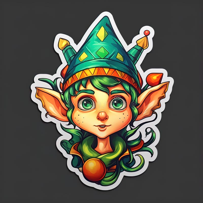 Cartoon Sticker Elf Boy. Sticker for Printing, Generative AI Stock ...