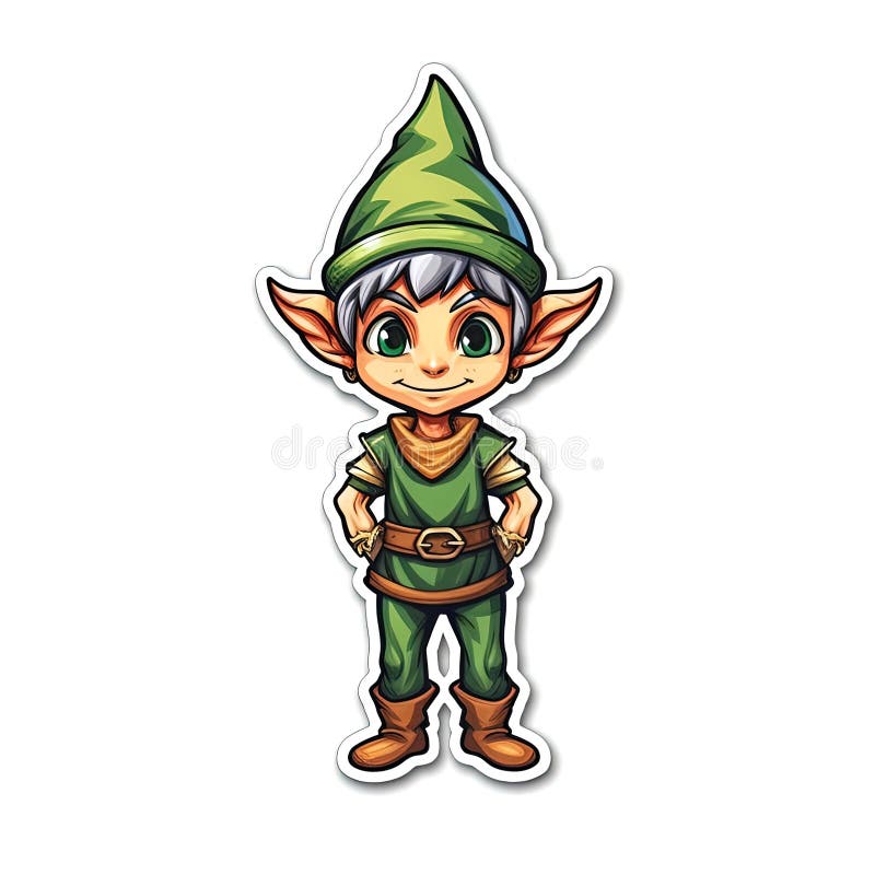 Cartoon Sticker Elf Boy. Sticker for Printing, Generative AI Stock ...