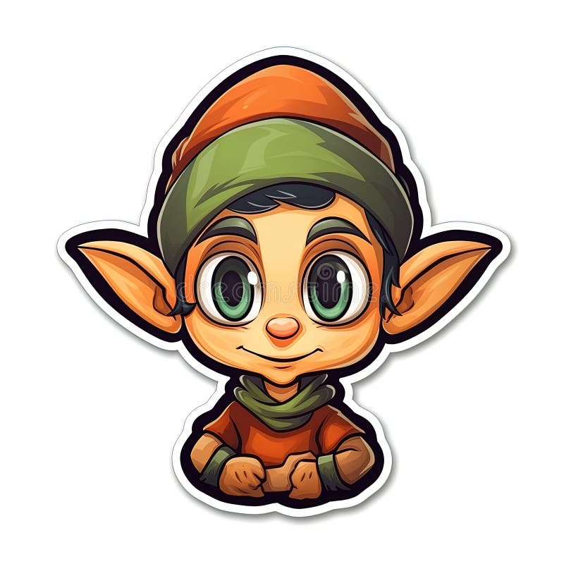 Cartoon Sticker Elf Boy. Sticker for Printing, Generative AI Stock ...