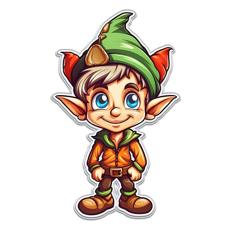 Cartoon Sticker Elf Boy. Sticker for Printing, Generative AI Stock ...