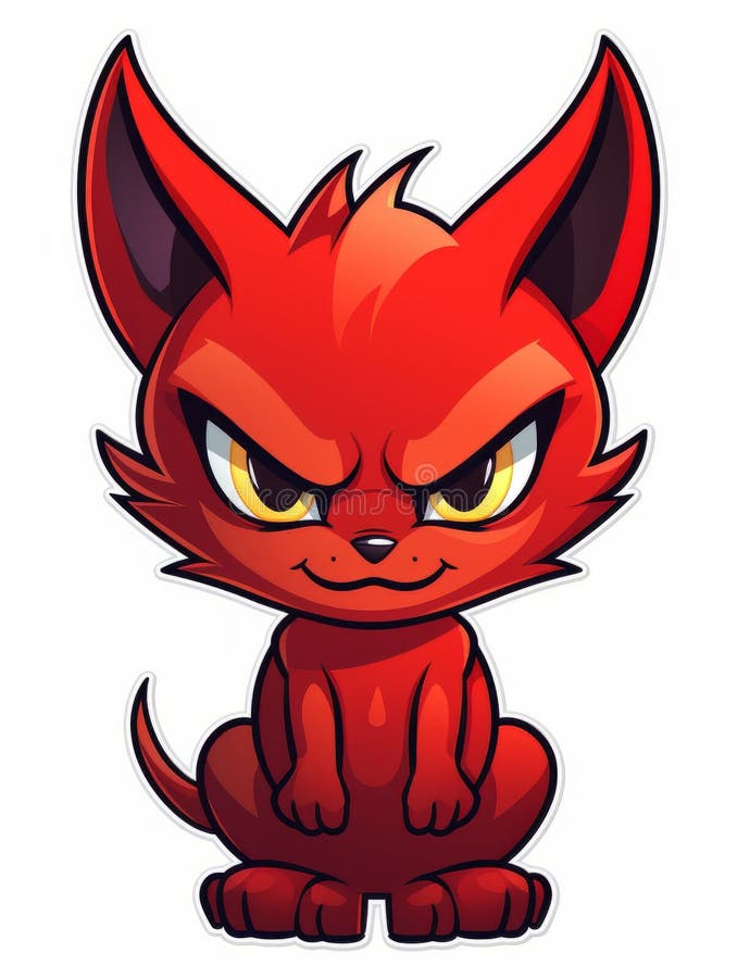 Cartoon Sticker Evil Daemon Kitten, AI Stock Photo - Image of painted ...