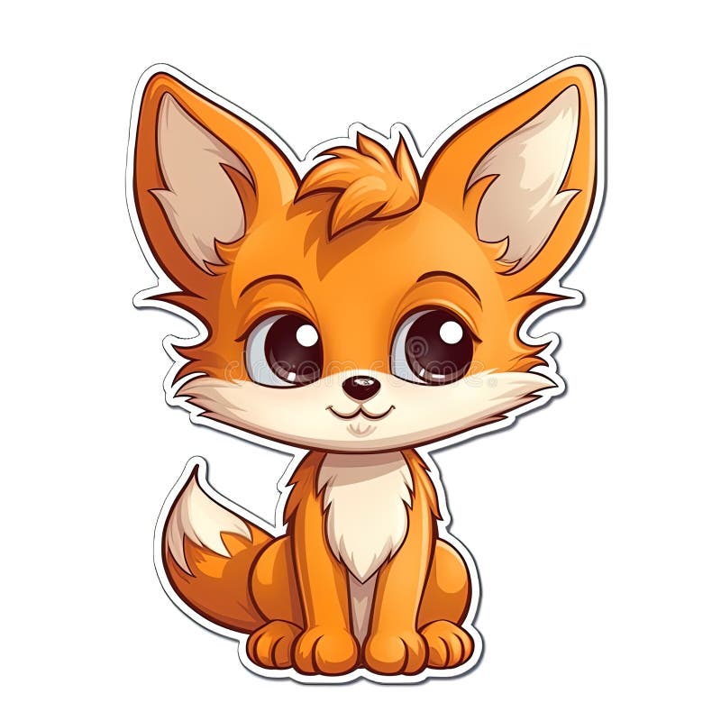 Cartoon Sticker with a Fox Cub. Sticker for Printing Stock Illustration ...