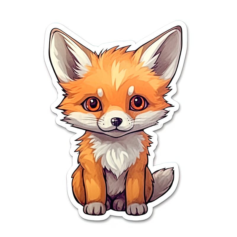 Cartoon Sticker with a Fox Cub. Sticker for Printing Stock Illustration ...