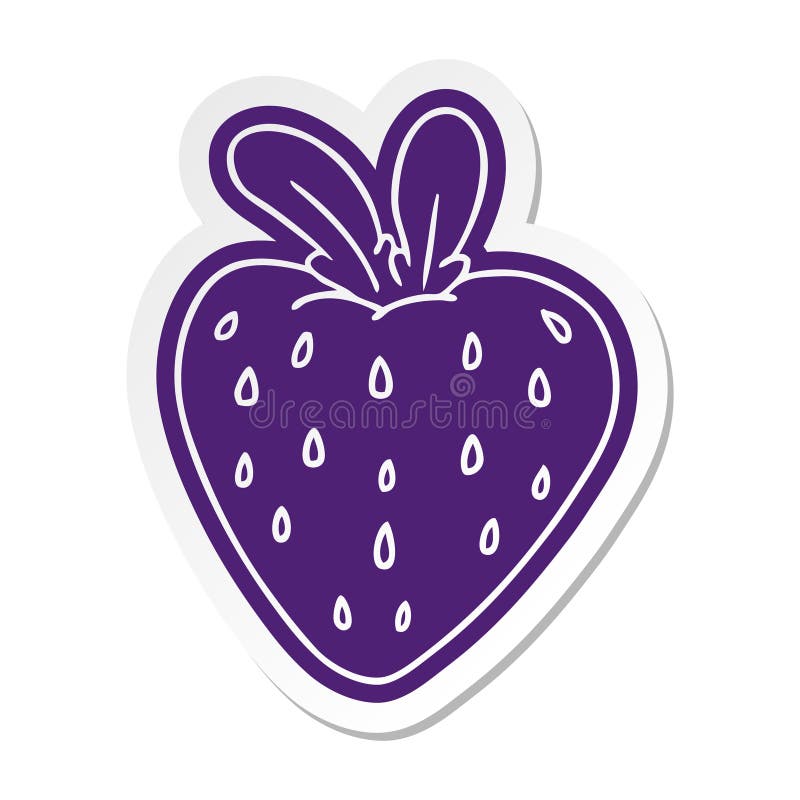 Cartoon Sticker of a Fresh Strawberry Stock Vector - Illustration of ...