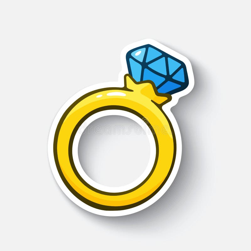 Cartoon Sticker Gold Ring With A Diamond Stock Vector Illustration Of T Element 83288410