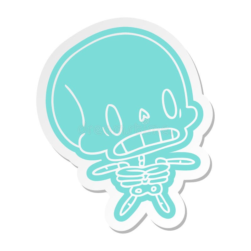 Cartoon Kawaii Cute Dead Skeleton Halloween Spooky Bones Undead Art ...