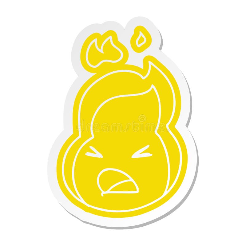 Cartoon Sticker Kawaii Cute Fire Flame Stock Vector - Illustration of ...