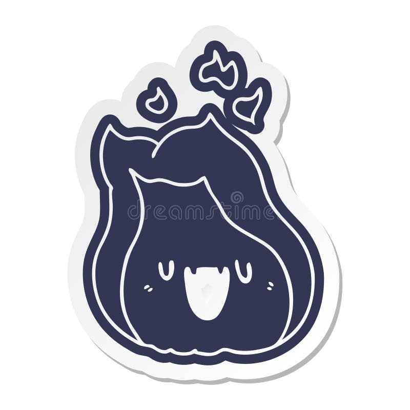 Cartoon Sticker Kawaii Cute Fire Flame Stock Vector - Illustration of ...