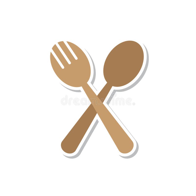 Cartoon Sticker Spoon and Fork Stock Vector - Illustration of icon ...