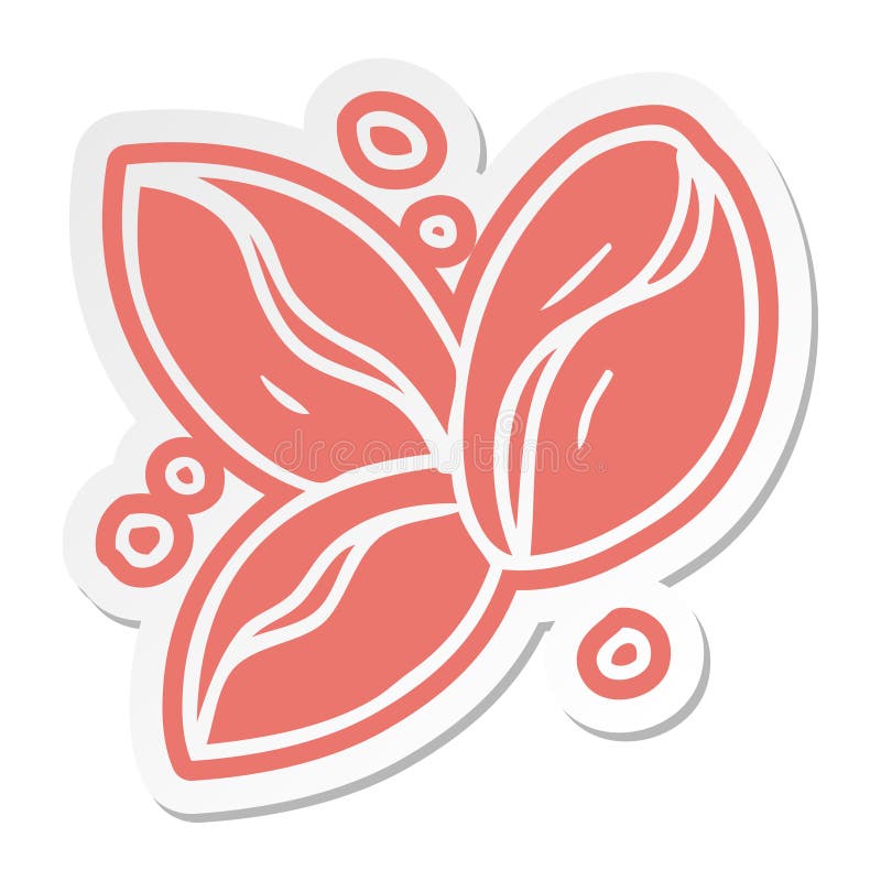 Cartoon Sticker of Three Coffee Beans Stock Vector - Illustration of ...