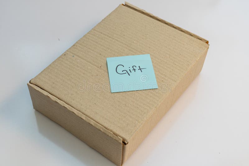 Cartoon with a Sticky Note with a Text Gift Written on it Stock Image ...
