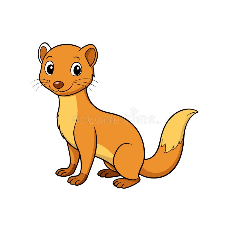 Cartoon Stoat with Happy Expression in Simple Flat Design Stock Image ...