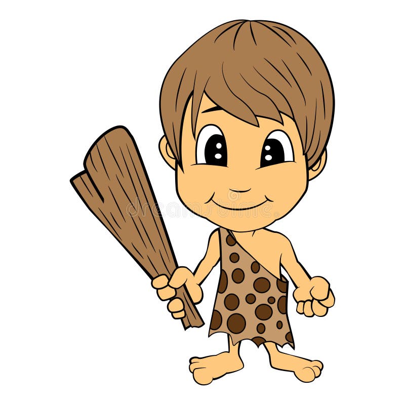 Cartoon Stone Age Cute Cave Boy Stock Vector - Illustration of ancient ...