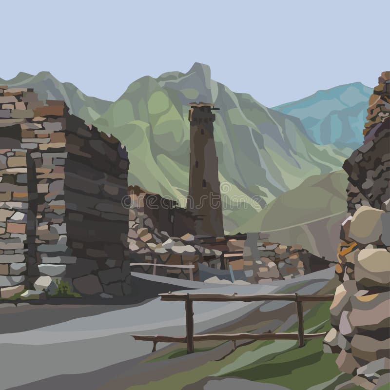 Stone Buildings Evolution Cartoon Vector Poster Stock Vector ...