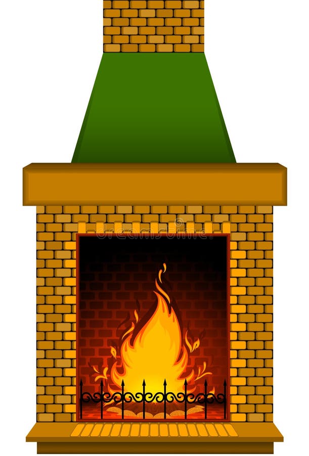 Cartoon stone fire-place stock vector. Illustration of flame - 17494363