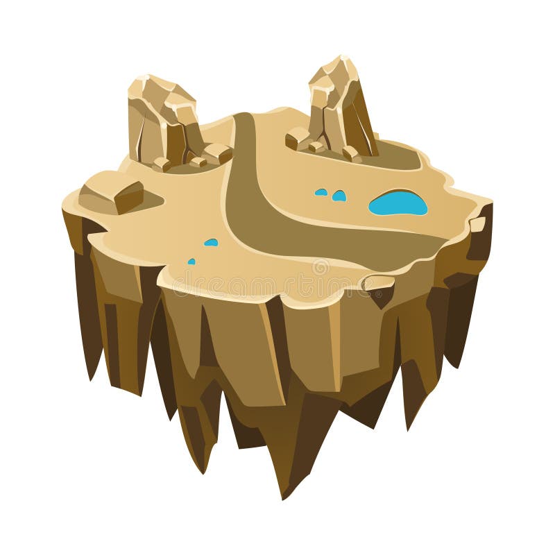Cartoon Stone Isometric Island for Game, Vector Illustration Stock ...