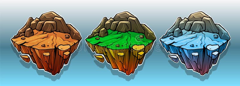 Cartoon Stone Rocks and Islands Vector Icon Set Stock Vector ...