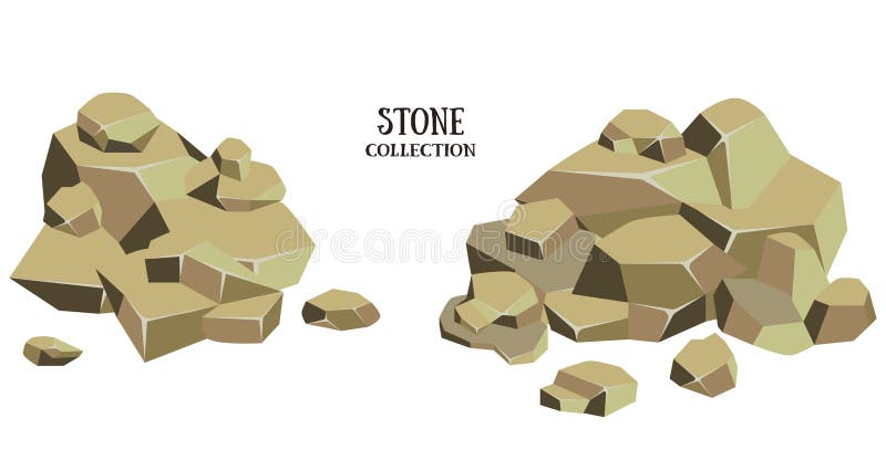 Cartoon Stone Set. Brown Rock Collection. Vector Illustration Isolated ...