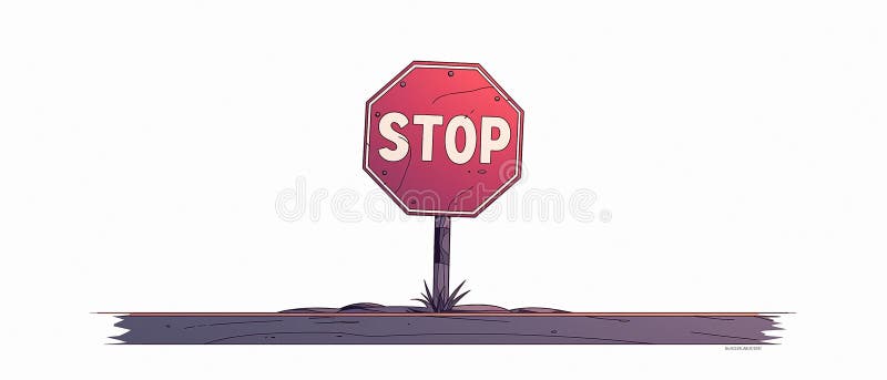 A Cartoon Stop Sign. White Background Stock Image - Image of caution ...