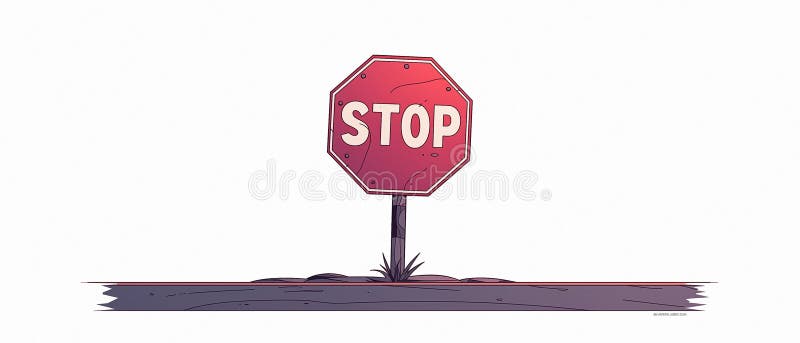 A Cartoon Stop Sign. White Background Stock Image - Image of sign ...