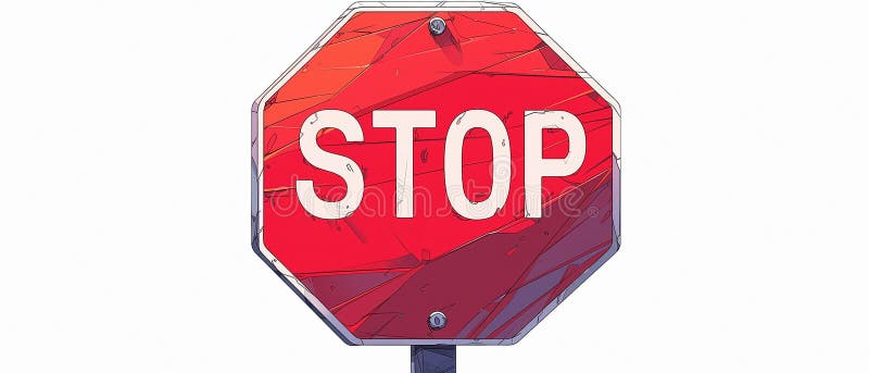 A Cartoon Stop Sign. White Background Stock Photo - Image of warning ...
