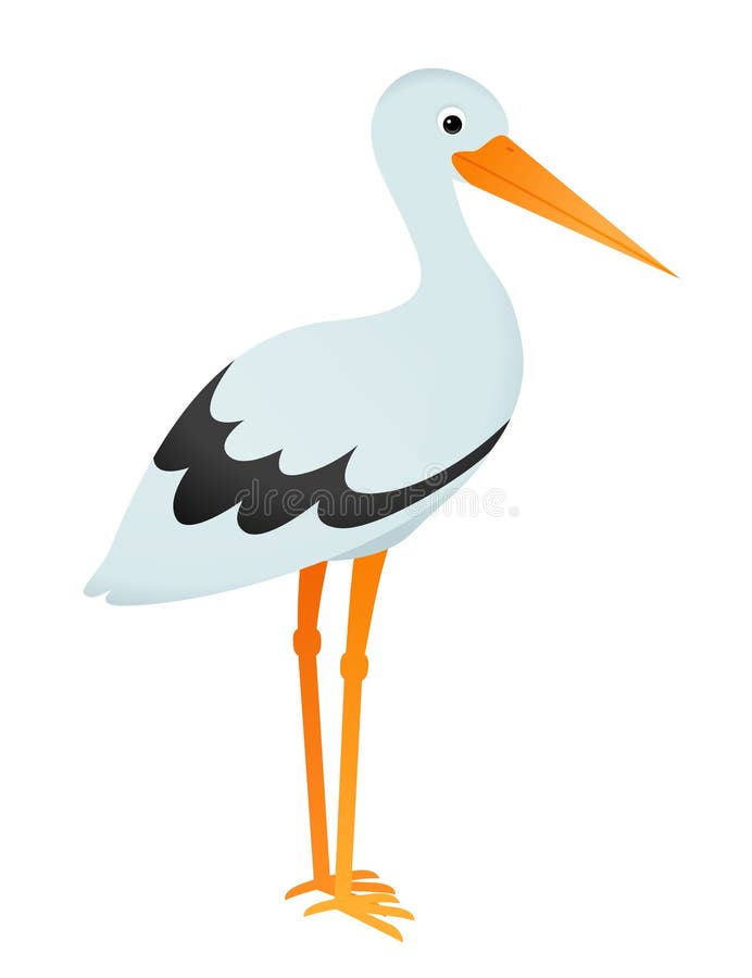 Cartoon stork bird stock vector. Illustration of happy - 178559340
