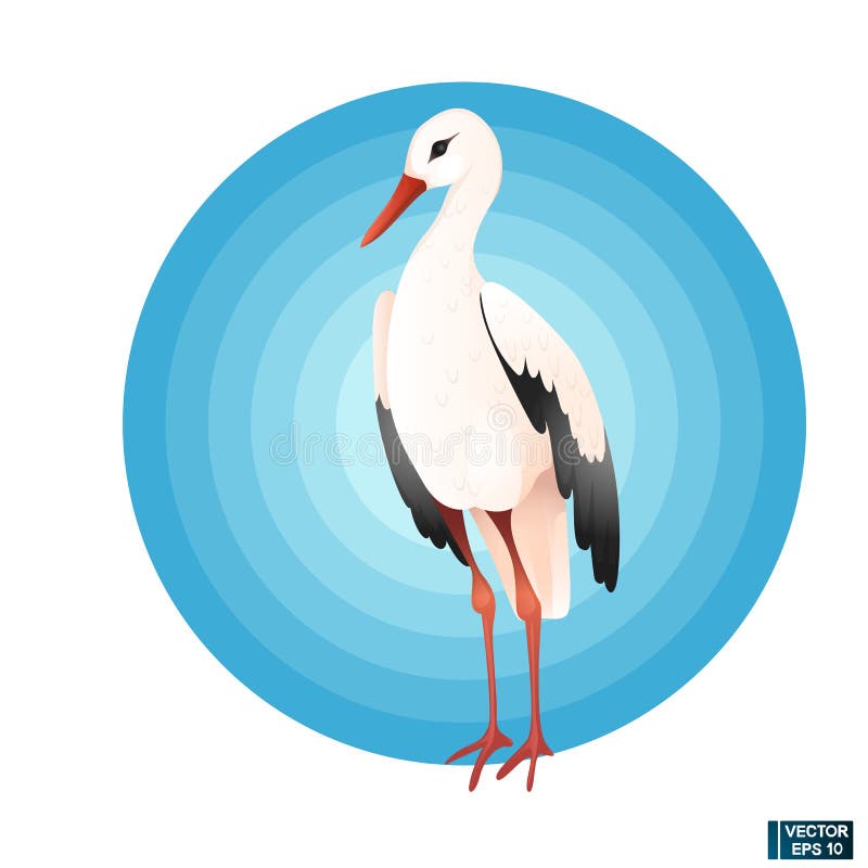 Cartoon stork icon stock vector. Illustration of mascot - 177951709