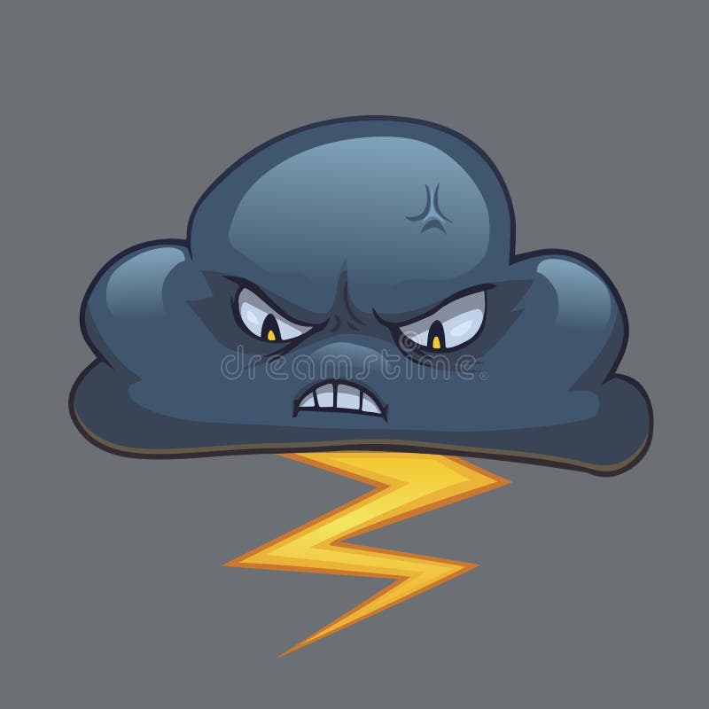 Cartoon Storm Cloud with Thunderbolt Stock Vector - Illustration of ...