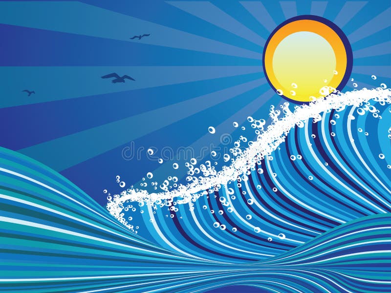 Cartoon Stormy Sea stock vector. Illustration of lake - 71314232