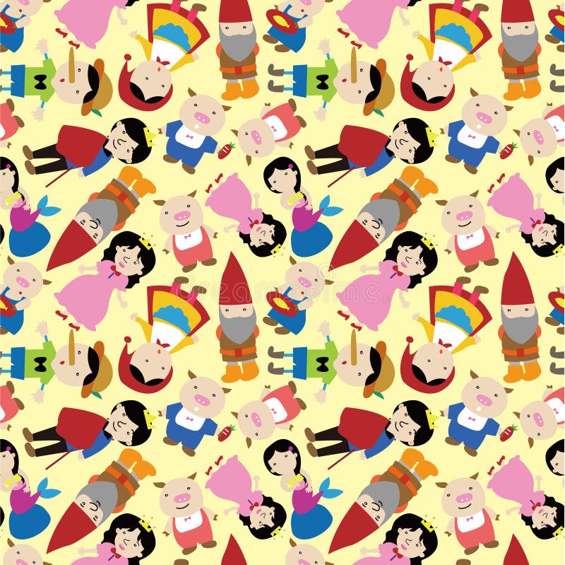 Cartoon Story People Seamless Pattern Stock Vector - Illustration of ...