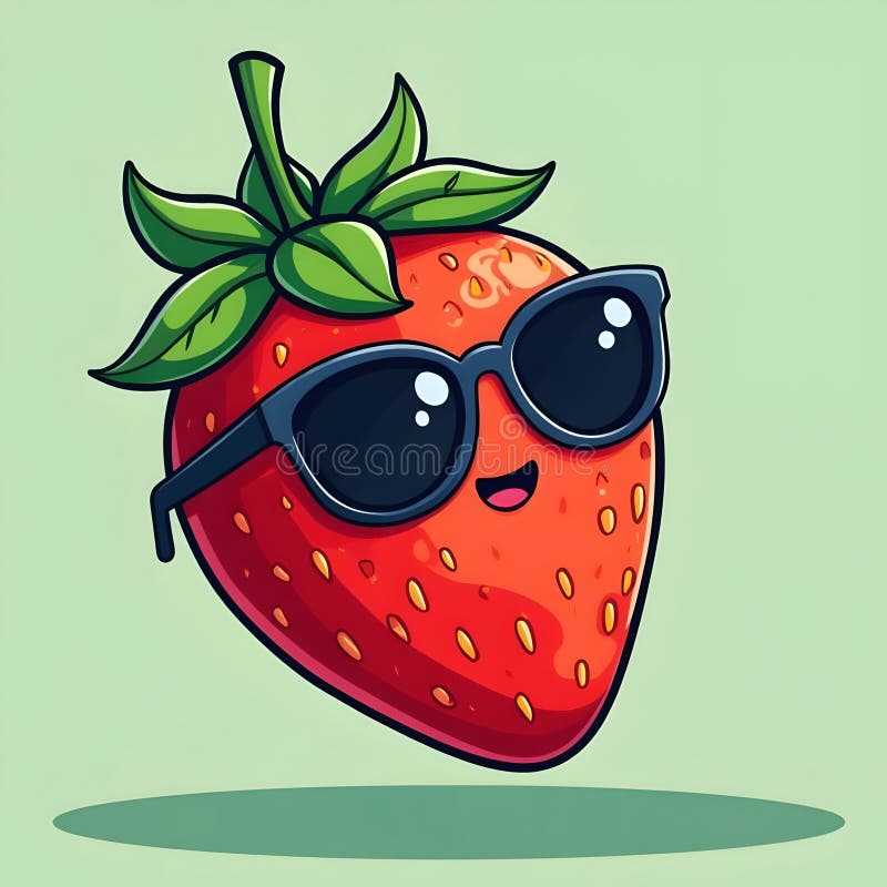 Cool Cartoon Strawberry Simple Graphic Stock Illustration ...