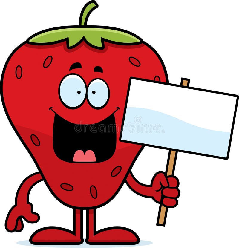 Cartoon Strawberry Sign stock vector. Illustration of white - 47366214
