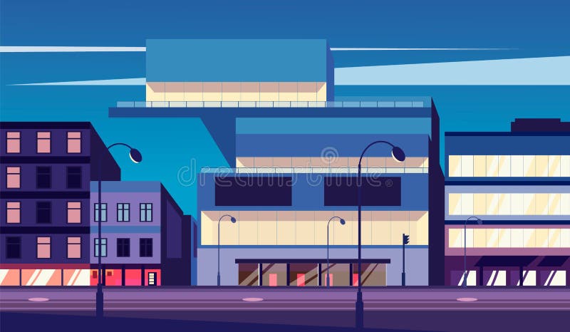 Cartoon Street of the Night City. Night Street Vector Stock ...