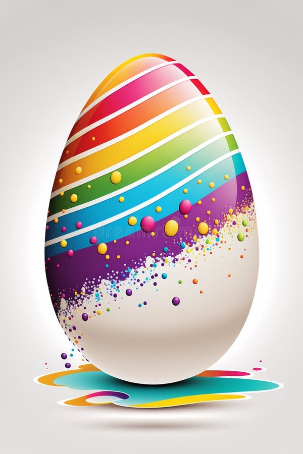 Cartoon Striped Easter Egg in Spring Colours Stock Illustration ...