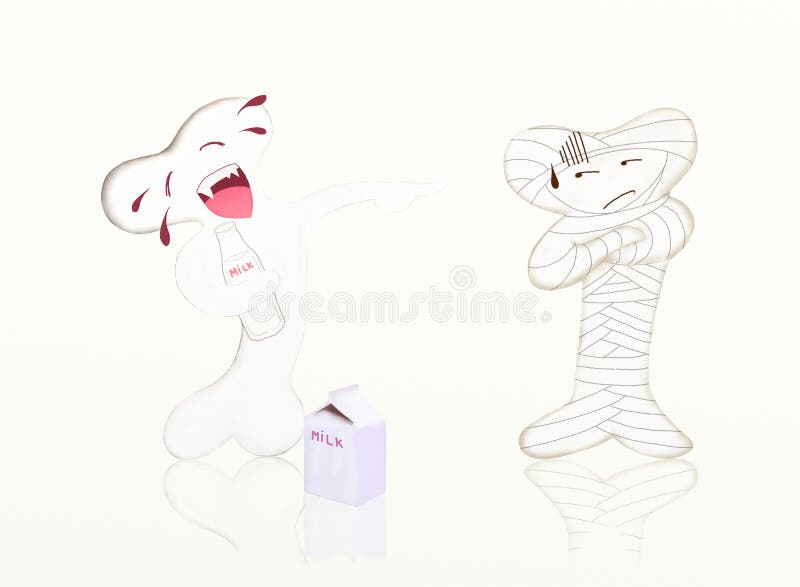 A Cartoon of Strong Bone and Pain Bone Stock Illustration ...