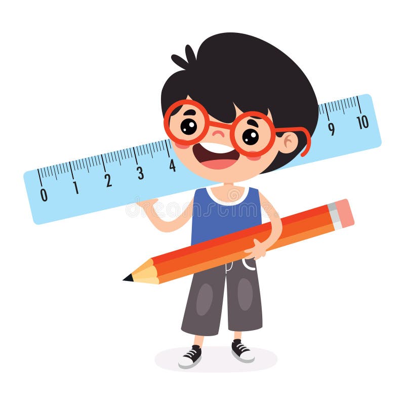Cartoon Student Carrying Big Ruler Stock Illustration - Illustration of ...