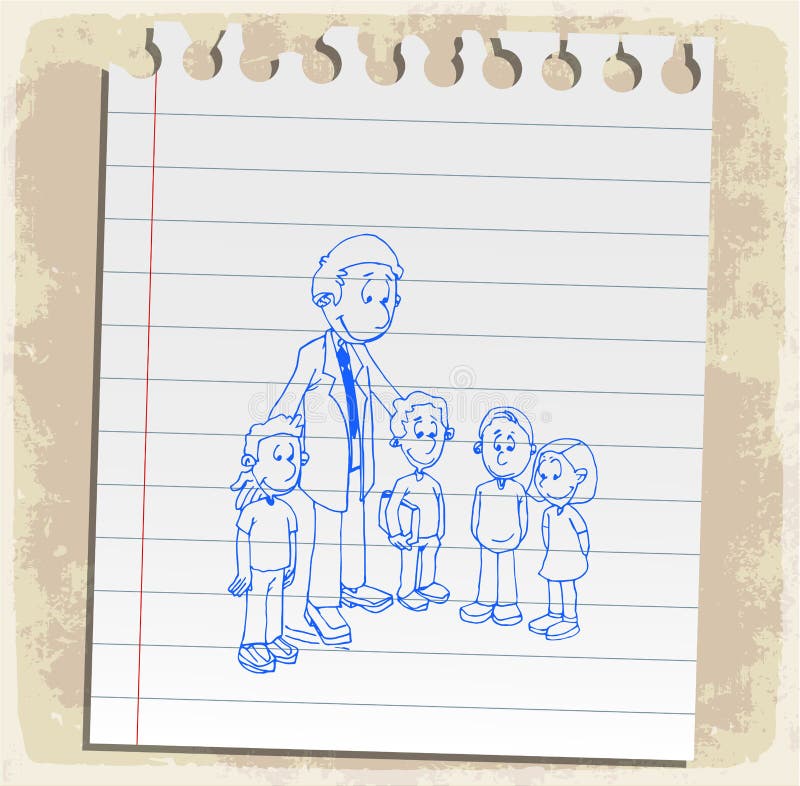 Cartoon Student on Paper Note, Vector Illustration Stock Vector ...