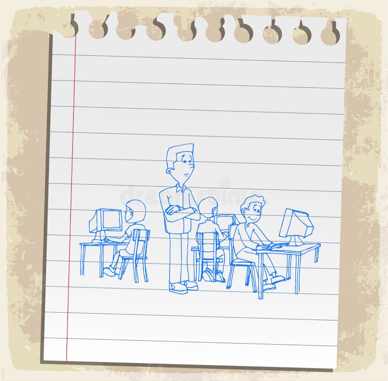 Cartoon Student on Paper Note, Vector Illustration Stock Vector ...