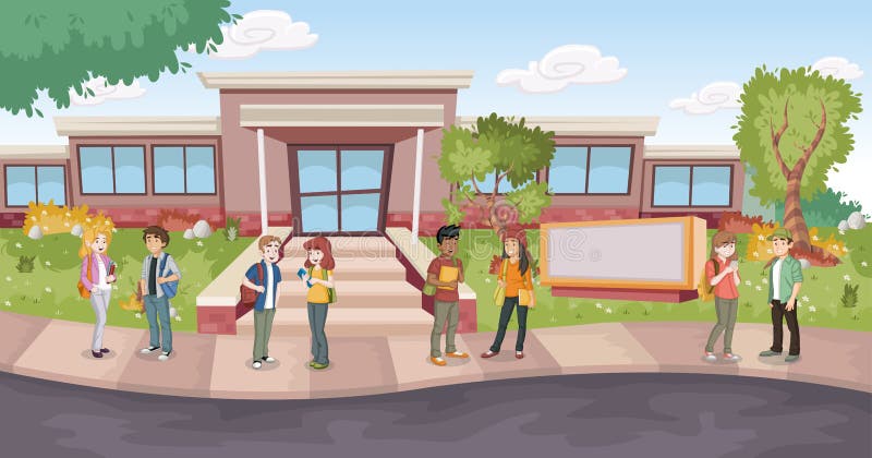 School building cartoon stock vector. Illustration of comic - 45854949