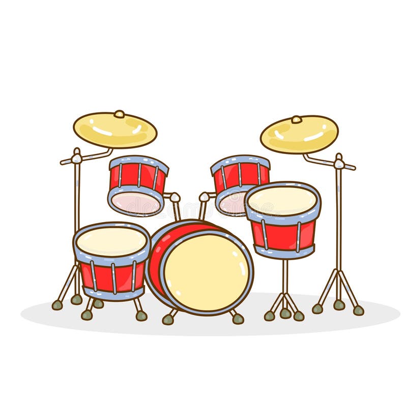 Cartoon Drum Set on White Background. Stock Illustration - Illustration ...