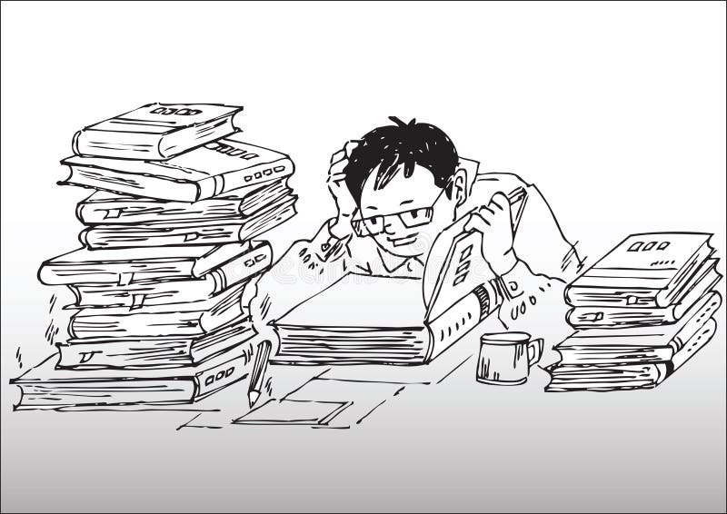 Cartoon_studying Working Hard Stock Vector - Illustration of piles ... Cartoon_studying Working Hard Stock Vector - Illustration of piles ...