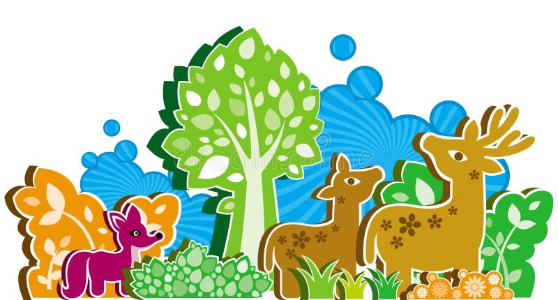 Cartoon style animals stock vector. Illustration of grass - 10041705