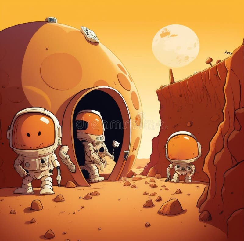 Colonizing Planet Mars stock illustration. Illustration of colonizing ...