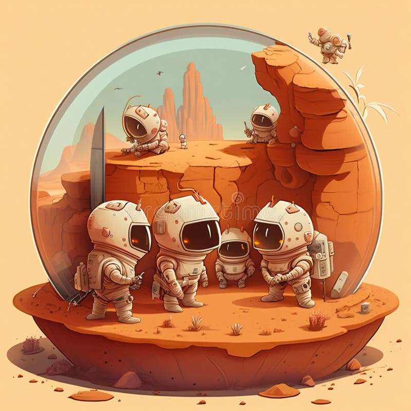 Colonizing Planet Mars stock illustration. Illustration of lighting ...