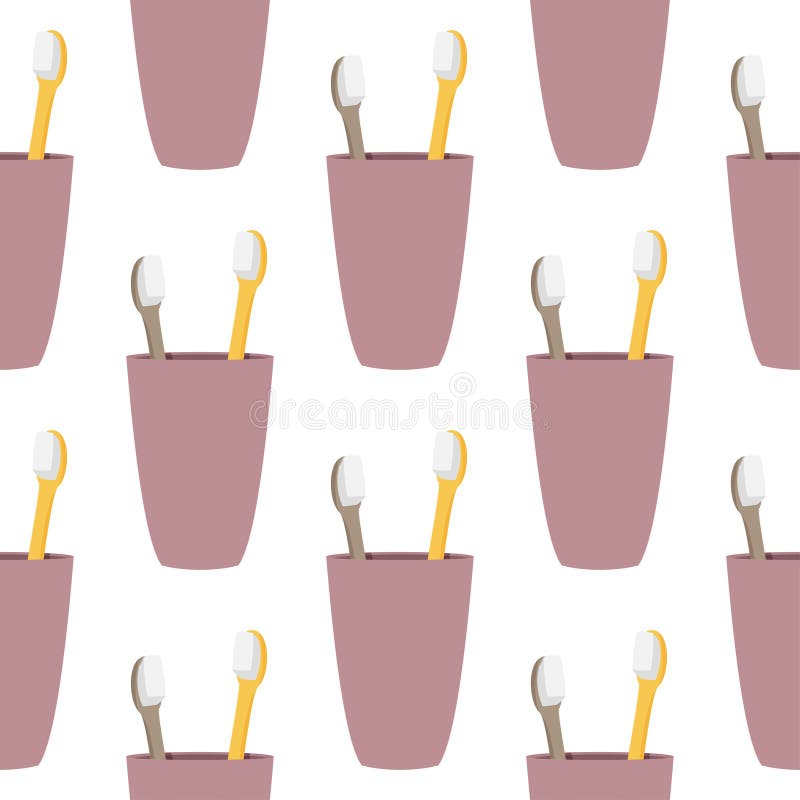 Toothbrush Simple Seamless Pattern. Cartoon Style Background. Stock ...