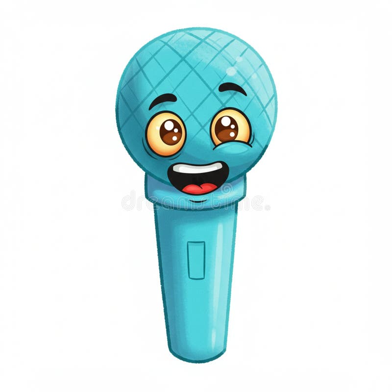 A Cartoon-style Blue Microphone with a Smiling Face. the Microphone ...
