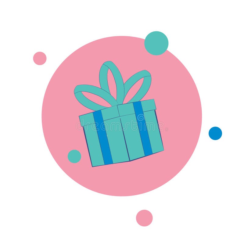 Cartoon Style Blue Present Gift Box Wrapped with a Bow and Ribbon Stock ...